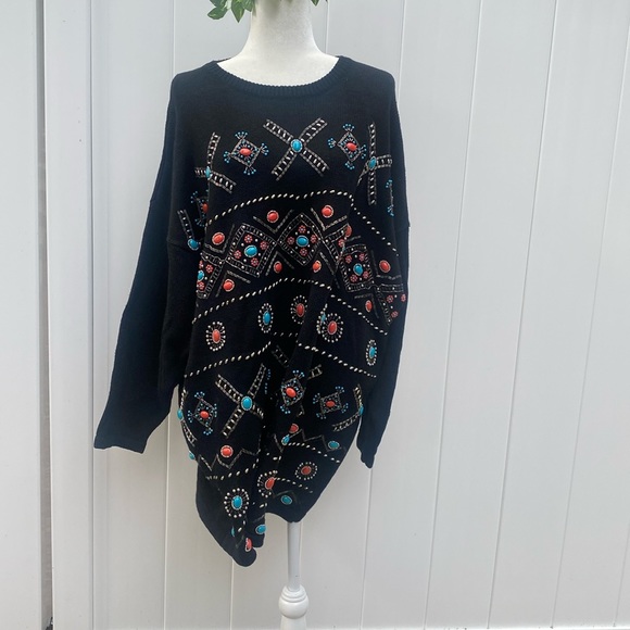 Victoria Jones Woman | Sweaters | Vintage Bedazzled Slouchy Black ...